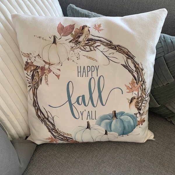 Fall Trend Pillow Cover|autumn Cushion Case|blue Pumpkin Throw Pillow ...