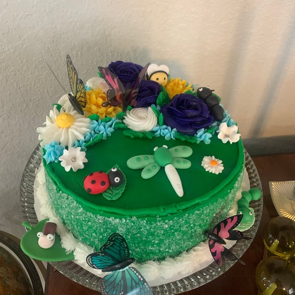 Fondant Bug Insect Theme Cake Topper Ladybug,dragonfly,bee,butterfly ...