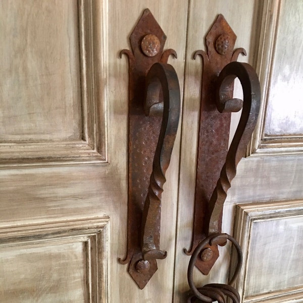 Rustic Door Hardware- Iron Door Handle #4-mexican-iron-hand Hammered ...