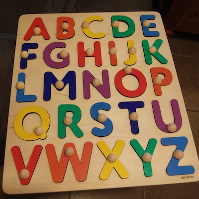 Wooden Rainbow Alphabet Puzzle for Boy and Girl - Etsy