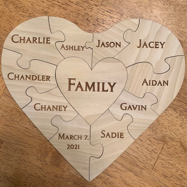 Custom Family Wooden Heart Puzzle - Family Unity Puzzle - Pregnancy ...