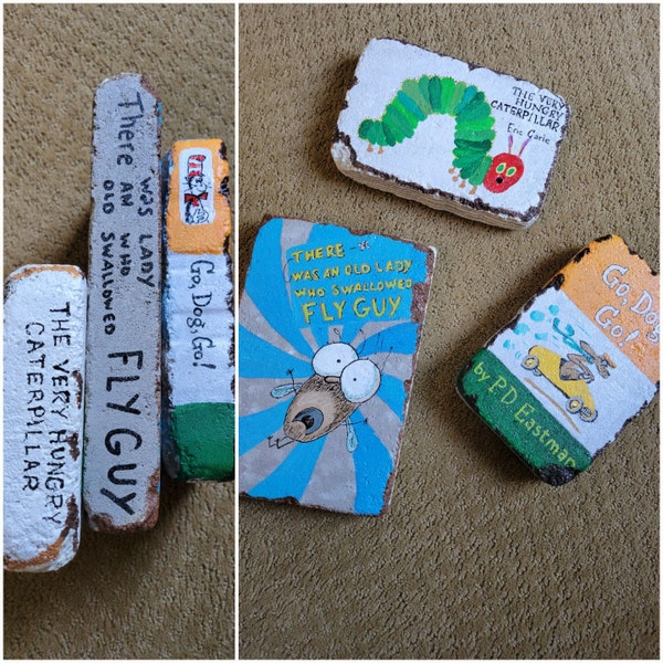 1 Garden Brick Book Cover Painted to Look Like Your Favorite Books for ...