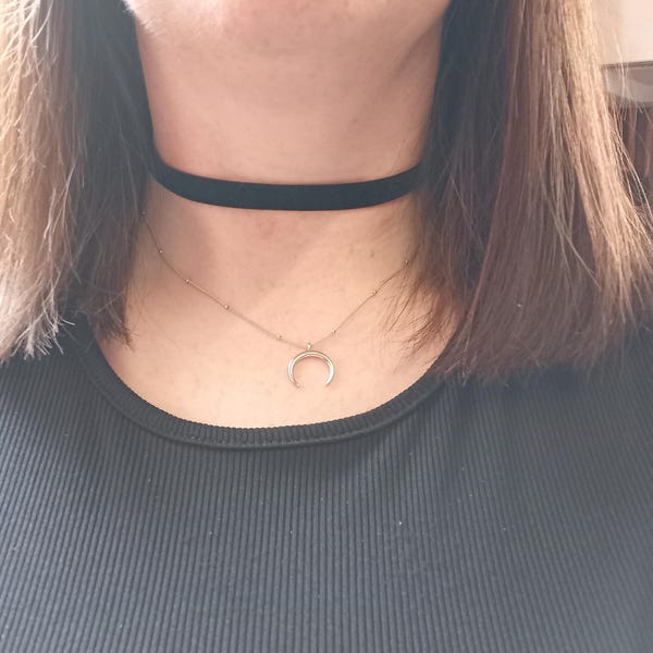 Stretch Extra Wide 35mm Black Double Sided Plush Velvet Choker, Black ...