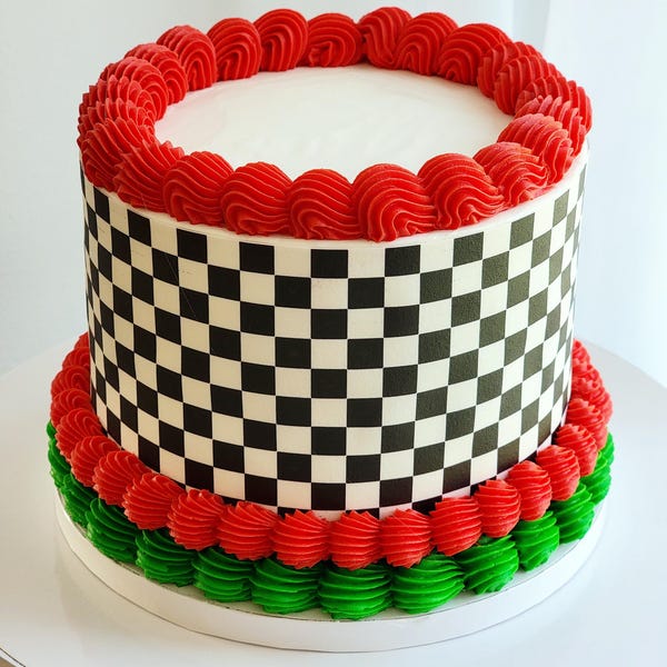 Edible Black and White Checkered Flag Cake Wraps and Strips. for Cakes ...