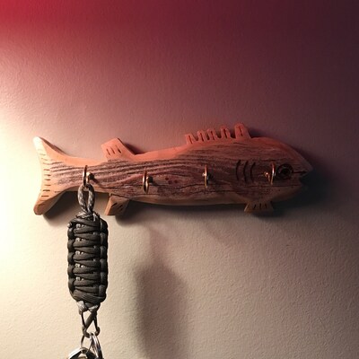 FISH KEY RACK, Hand Carved Key Rack, Key Rack, Jewelry Rack, Wall Rack ...
