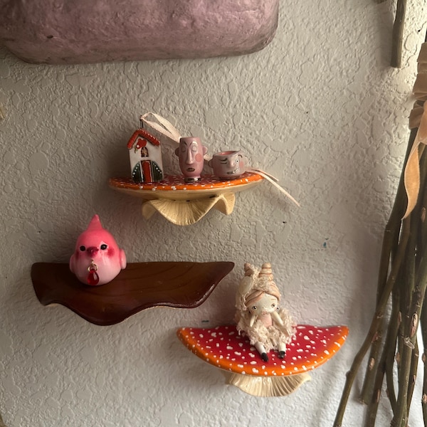 Handmade Floating Mushroom Shelf Decor; Display,collection,crystals ...