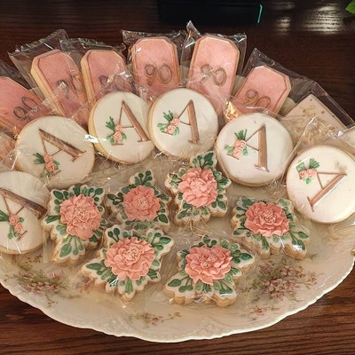 Floral Cookies 80th Birthday 90th Birthday 75th Birthday Any Age - Etsy