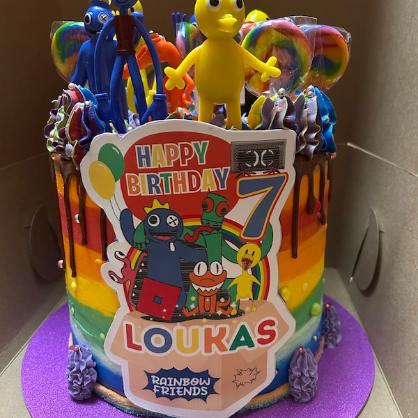 Rainbow Friends Cake Topper, Free 12 Pcs Cupcakes, Rainbow Friends ...