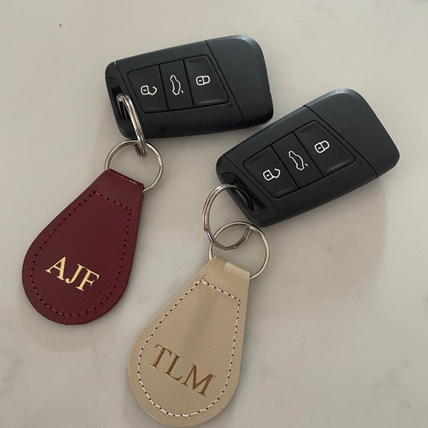 Personalised Keyring, Anniversary Leather Key Fob With Initials ...