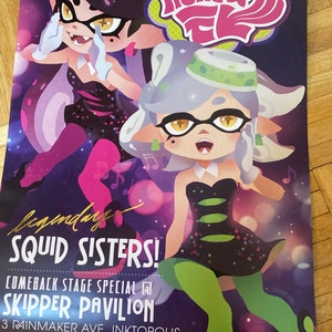 Squid Sisters Concert Poster Artist Print Illustration Splatoon - Etsy