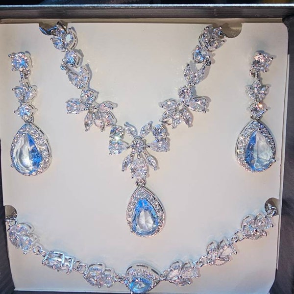 Light Blue #8 Dusty Pale Blue Bridal Wedding Jewelry Bridesmaid Gift ...