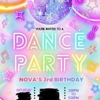 Editable Dance Party Birthday Invitation Ticket, Dance Gender Neutral ...