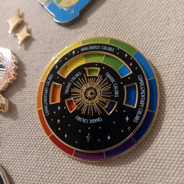 Color Wheel Enamel Pin© Black/gold ORIGINAL, Moving Jewelry Accessory ...