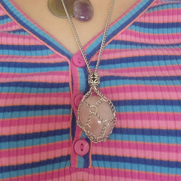 Small Interchangeable Crystal Chain Pouch Pendent Necklace- Blue & Gold ...
