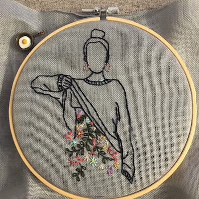 Floral Lady Hand Embroidery Pattern / Easy Digital PDF Download ...