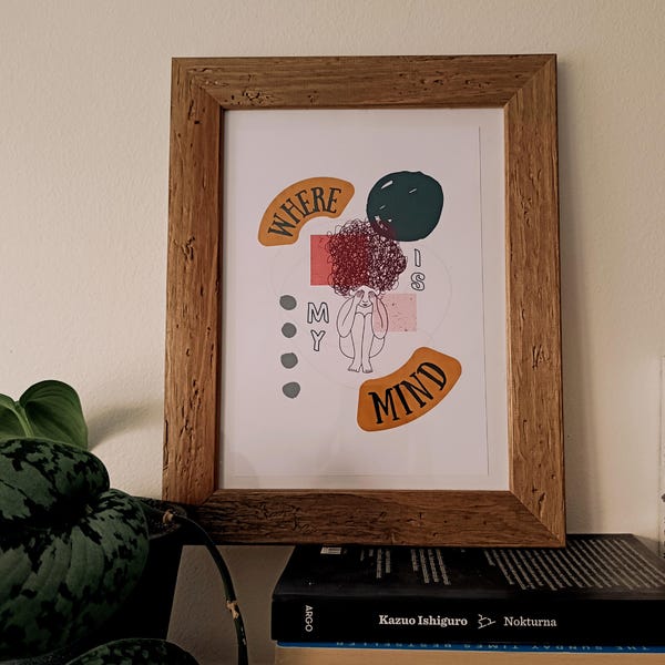 Overthinking Poster Illustration Man Digital Print, Geometric Shapes ...