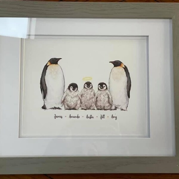 Penguin Family Portrait Print With Any Names, Mothers Day Gifts for Mum ...