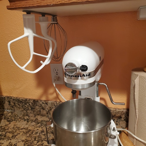 Kitchen Mixer Attachment Organizer Space Saving Accessory Hanger Aid ...