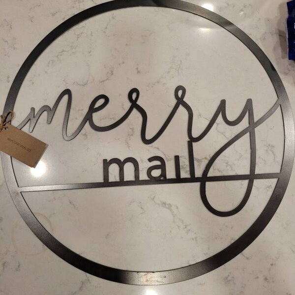 Merry Mail Christmas Card Display - Script Font - Etsy