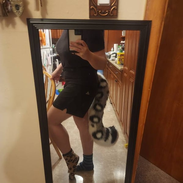 Realistic Faux Fur White Gray Snow Leopard Ear and Tail Set Anime ...
