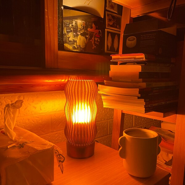 WAVY X AMBER · Japandi Table Lamp · Warm Orange Glow · Handmade From ...