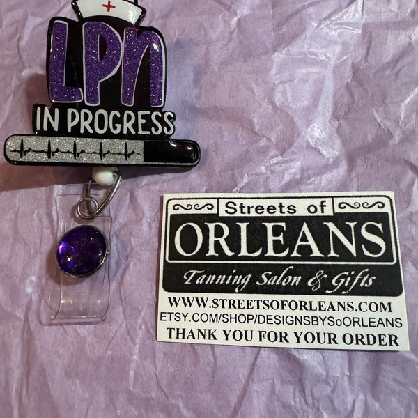 LPN in Progress Badge Reel: Retractable Swivel Alligator Clip, 2”, LPN ...