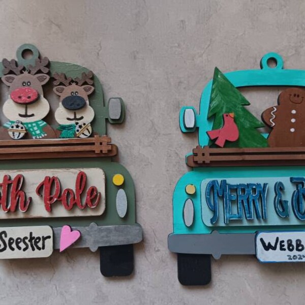 DIY Kit or Painted Christmas Pallet Ornaments, Christmas Gift, Snowman ...