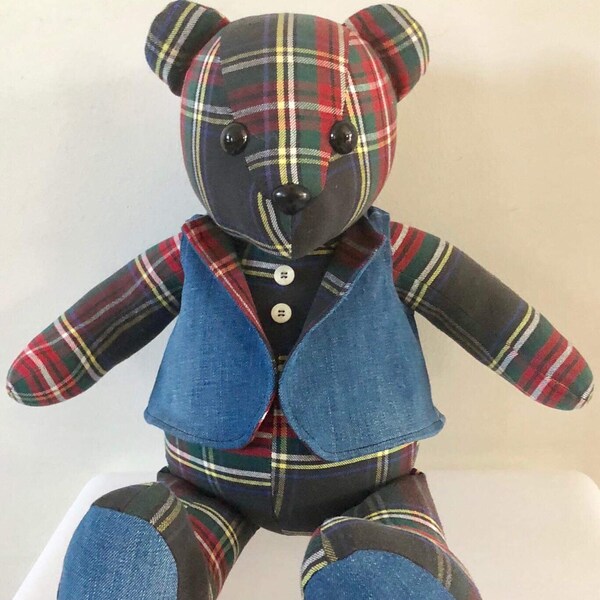 Keepsake Patchwork Memory Clothes Quote Shirt Bear Stuffed Plush Animal ...