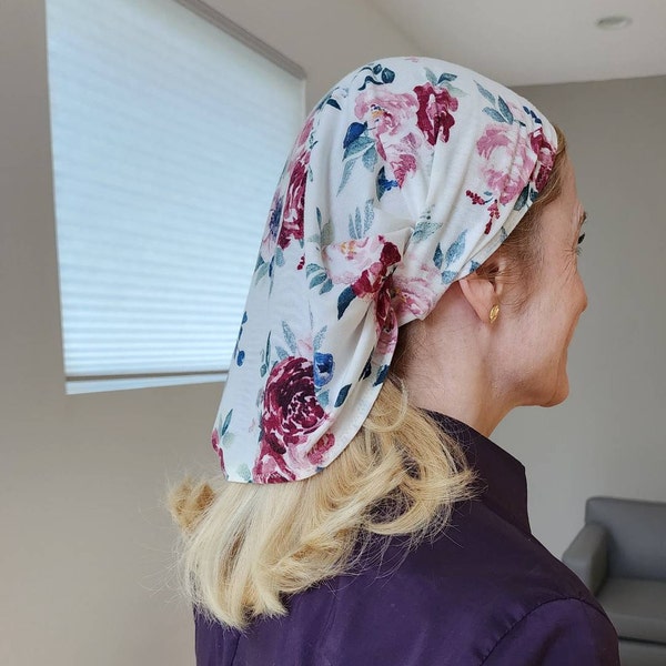 100% Cotton Light Pink Vines Medium Headcovering, Prayer Covering ...