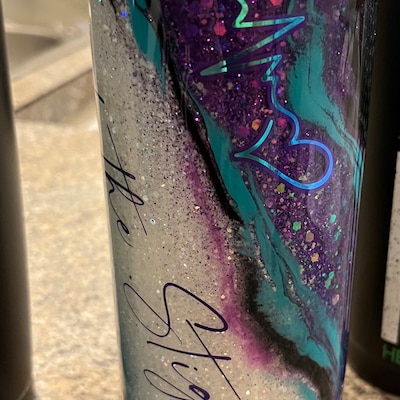 Purple and Teal Custom Glitter Pens, Glitter Refillable Gel Pen, Swirl ...
