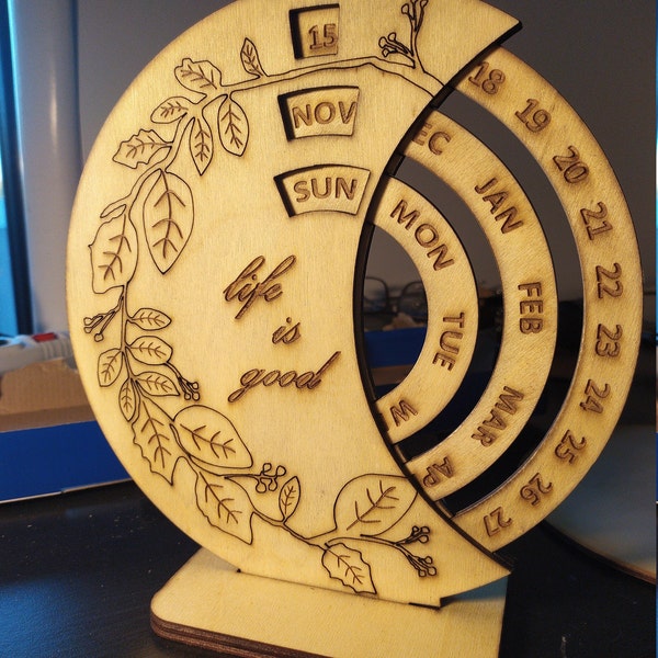 Calendar Laser Cut File, Perpetual Calendar Vector, CNC Cut, SVG, Cnc ...