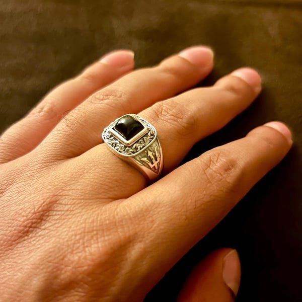 925 Onyx Sigil of Lucifer Ring, Seal of Satan Ring, Lucifer Signet Ring ...