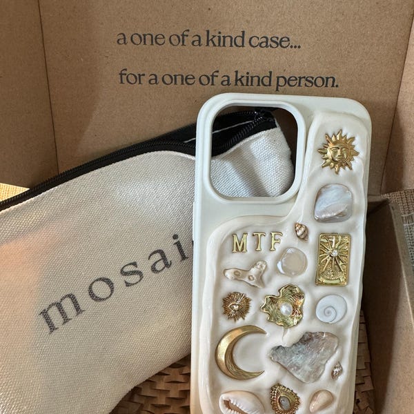 Celestial Shell Stone Mosaic Decoden Phone Case - Etsy