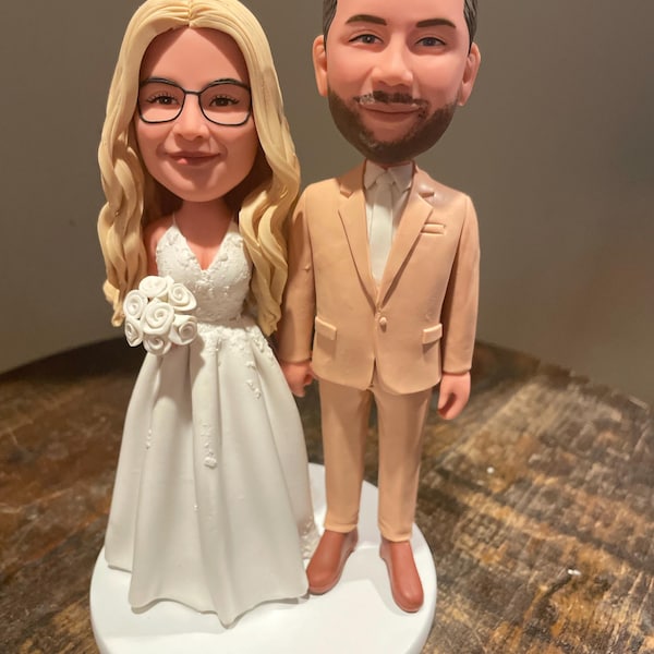 Handmade Custom Marry to Me Kiss Wedding Bobble Head Handmade Polymer ...