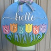 Hello Spring Tulips Sign, Round Door Hanger Svg, Spring Welcome Sign ...