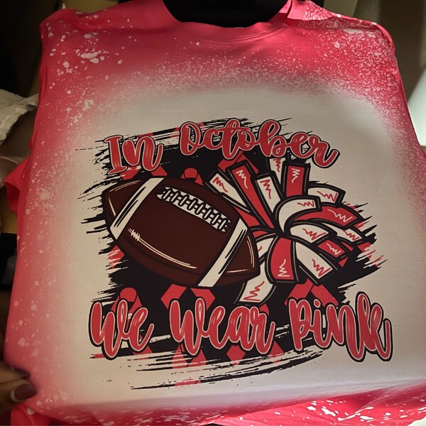 In October We Wear Pink Shirt Design | Pink Out Design | Cheer Football ...