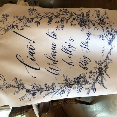 Fabric Wedding Welcome Sign Modern Wedding Welcome Sign Fabric Linen ...