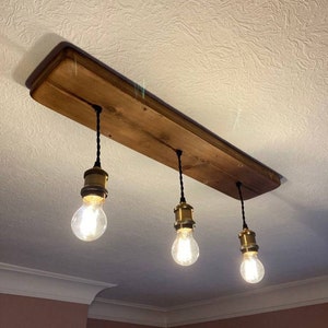 Rustic 3/5 Pendant Wooden Plank Light | Etsy UK