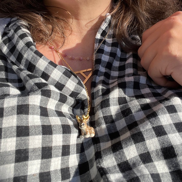 Gold Jackalope Necklace | Handcrafted Porcelain Jewelry | Camp Hollow ...