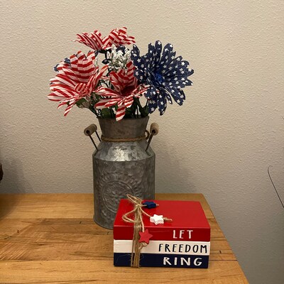 4th of July-red-white-blue Stacks-mini Book Bundle-set 3 Wood Books-usa ...