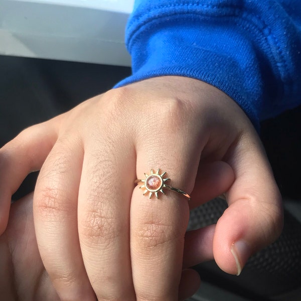 Gold Sun Ring, Sunstone Ring, Celestial Sun Ring, Tiny Sun Ring ...