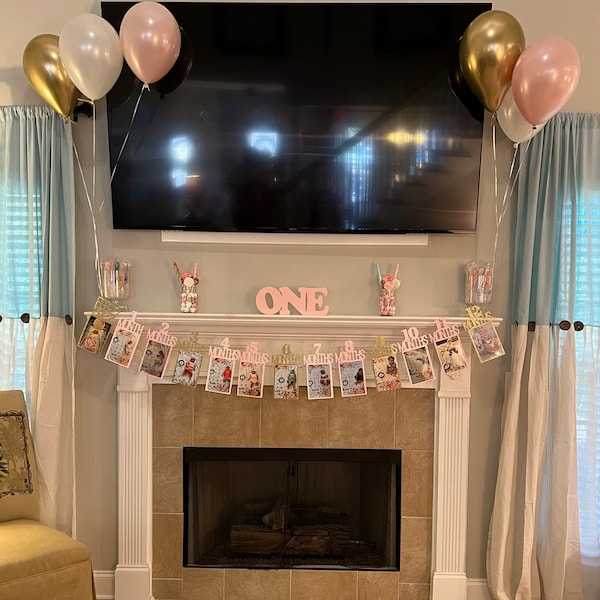 First Birthday Photo Banner, First Birthday Banner, 1st Year Photo ...
