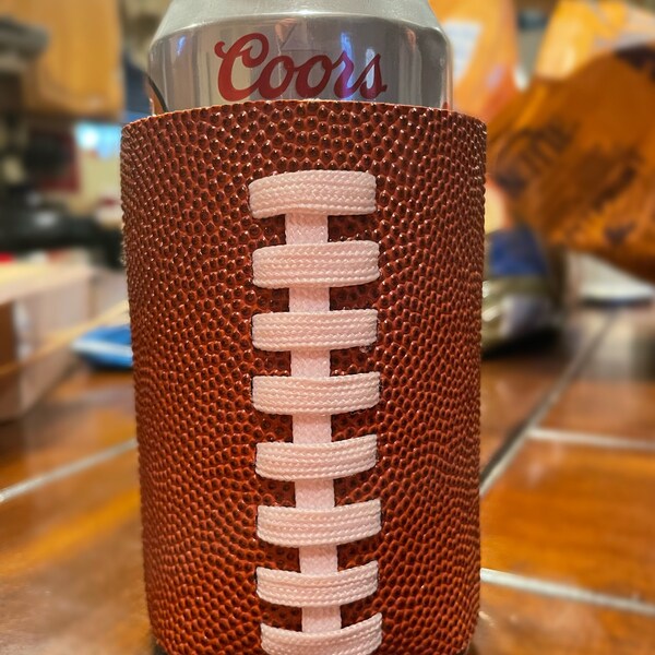 Football Leather Can Cooler 3-pack, Sports Gift for NFL Fans, Real Beer ...