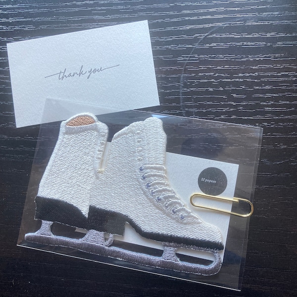 Figure Skate Patch, Ice Skating Iron-on Patch, Winter Sport Embroidered ...