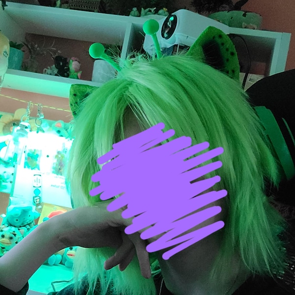 Alien Cat Ears Headband: Green & Blue Antenna Kemonomimi - Etsy