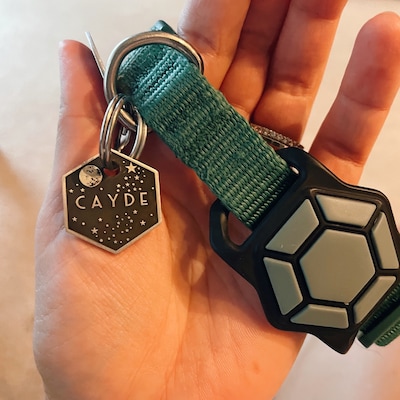 Space Dog Tag, Hexagon Pet ID Tag, Personalized Brass Dog Tag ...