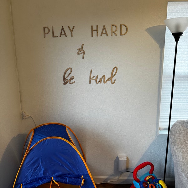 Play Hard & Be Kind Wall Sign, Playroom Wall Decor, Playroom Signs ...
