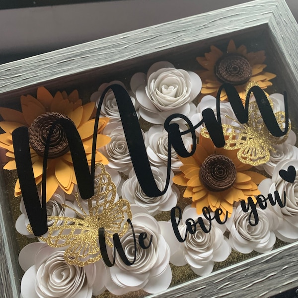 Personalized Shadow Box | Paper Flower Shadow Box | Gift for Mom ...