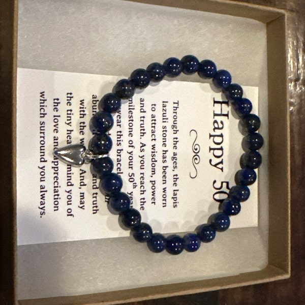 50th Birthday Jewelry Gift - for a Woman Turning 50 – Bead Bracelet ...