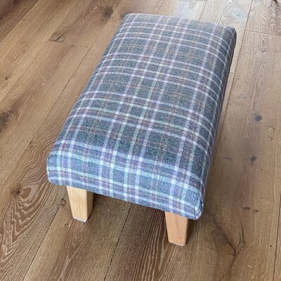 Beautiful Upholstered Large Handmade Footstool in Wool Check Tartan Uk ...